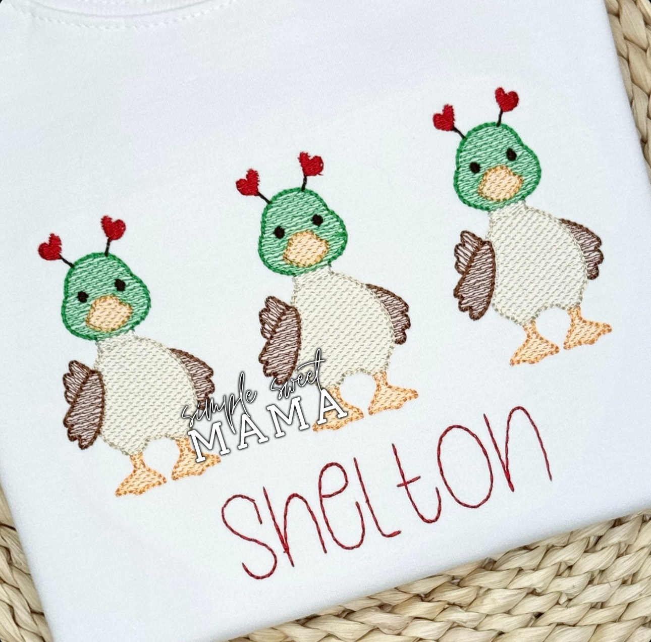 Mallards with Heart Antennas – Simple Sweet Mama Custom Embroidery